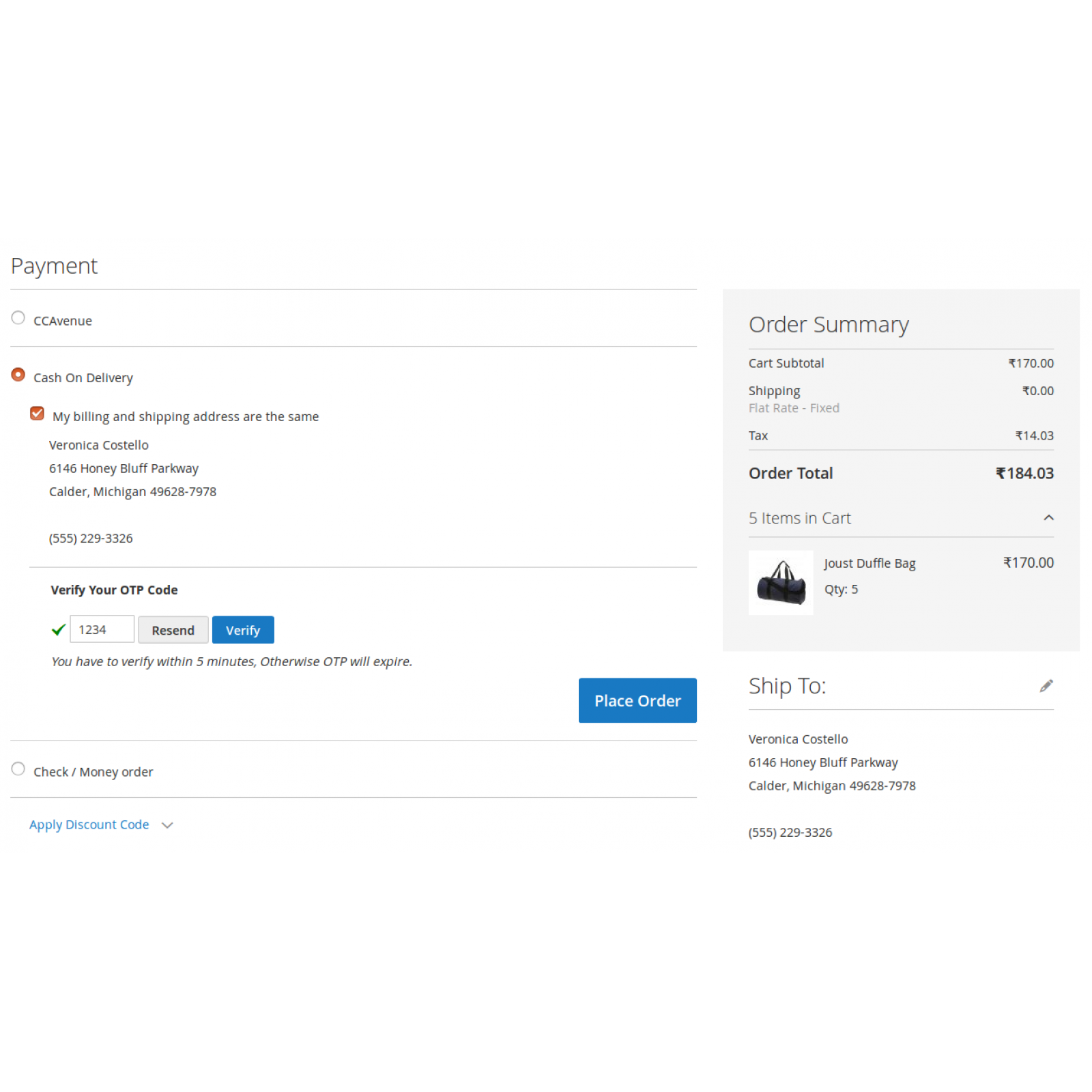 Magento 2 COD Verification via OTP Extension | Doyenhub